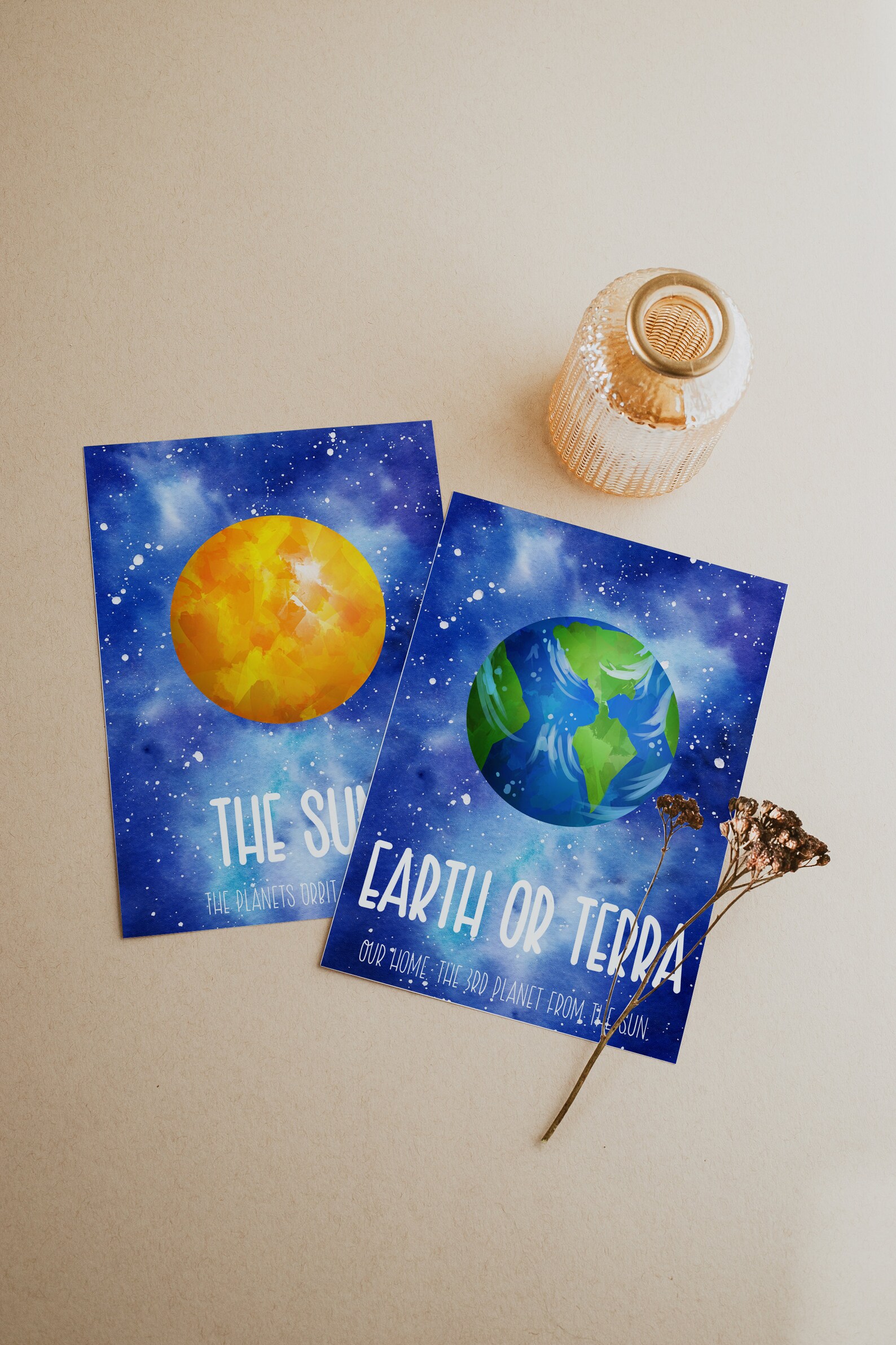 12 Space Flash Cards, Children Activity Printable, Home School Planets ...