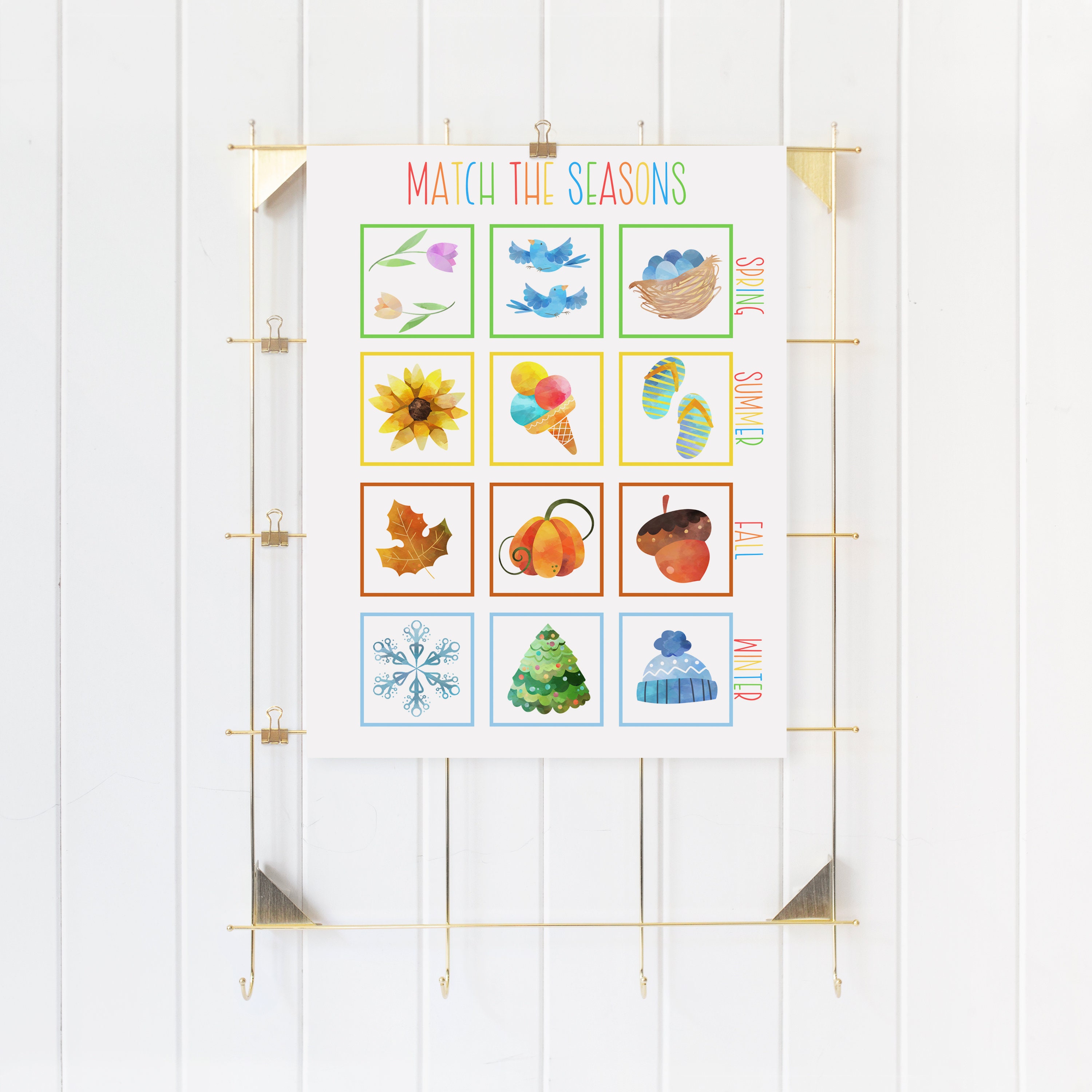 Match the Seasons Activity, Pre-k Worksheet, Worksheet, Printable ...