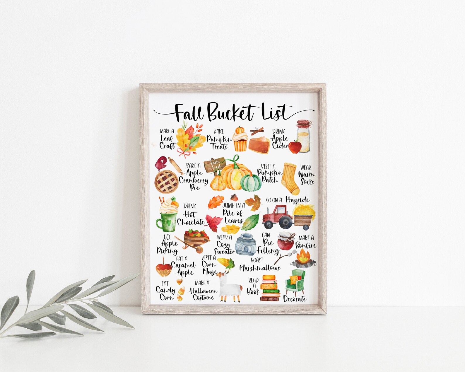 Fall Bucket List Printable Wall Art Fall Decoration Pumpkin - Etsy