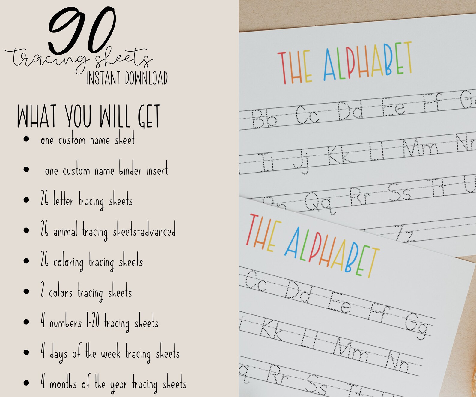 90 Tracing Sheets Bundle, Custom Name Tracing Sheet, Homeschool Tracing ...
