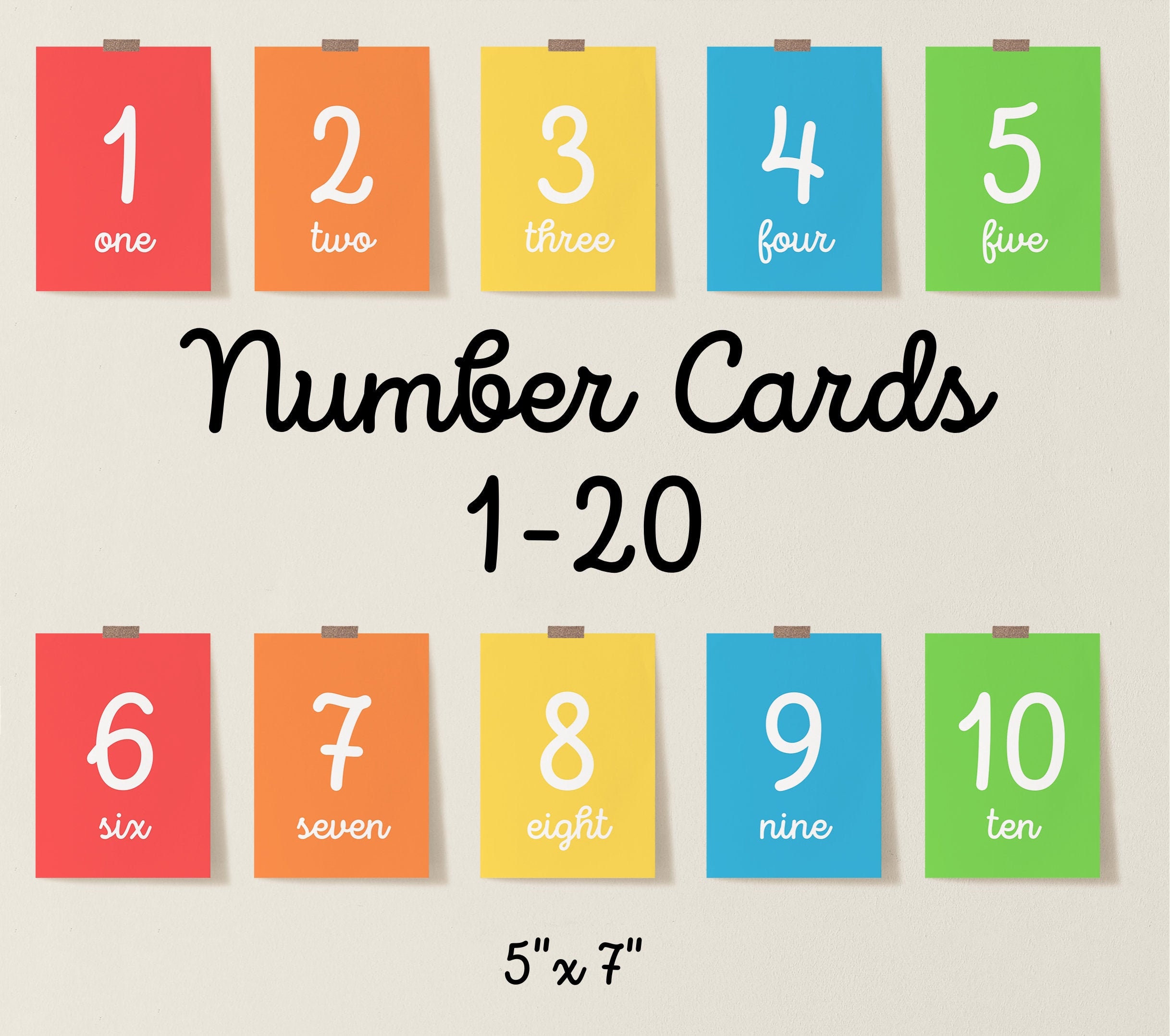 20 Number Flashcards, Printable Number Cards, Nursery Number Cards ...