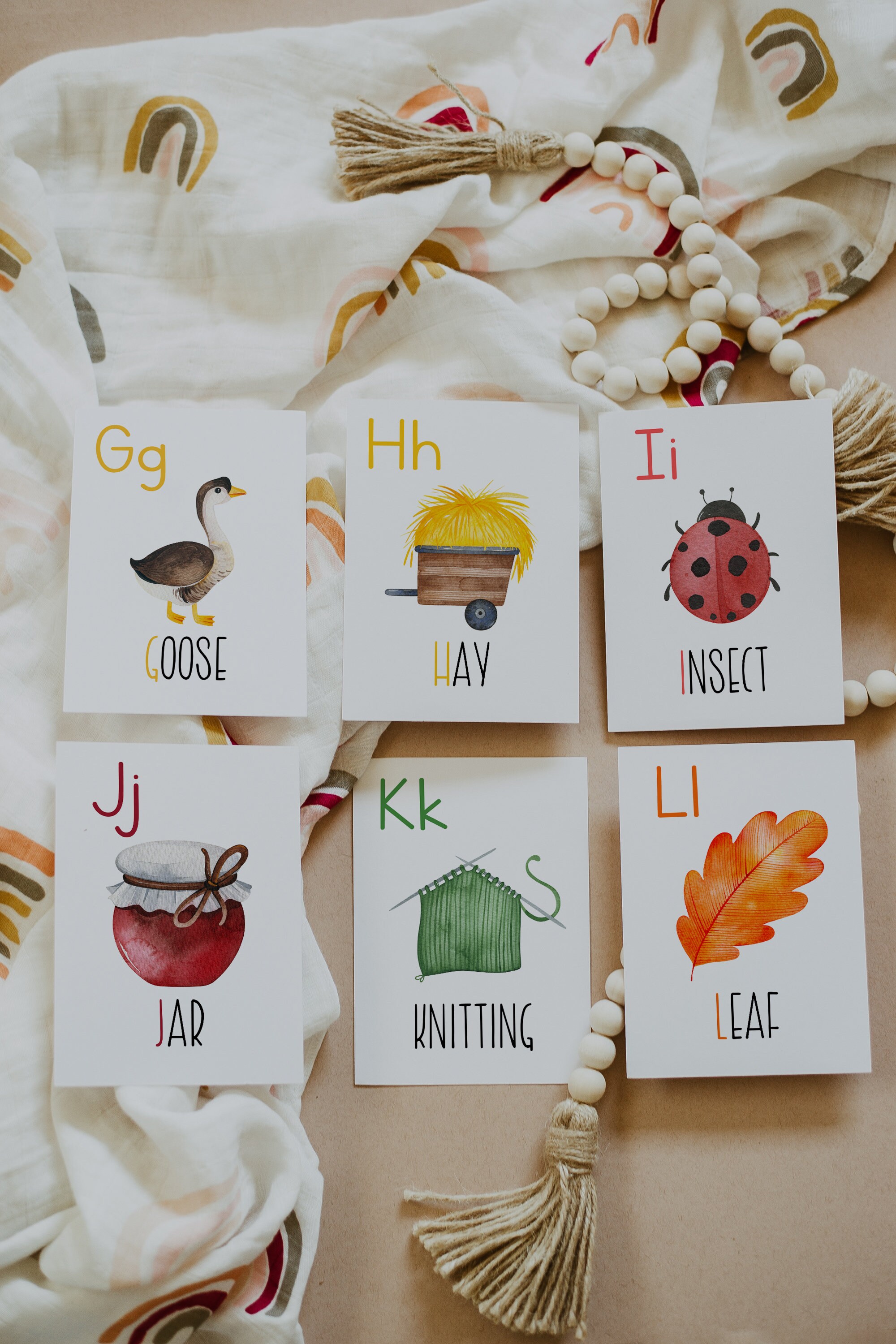 Alphabet Flashcards Set Fall Themed Alphabet Cards - Etsy