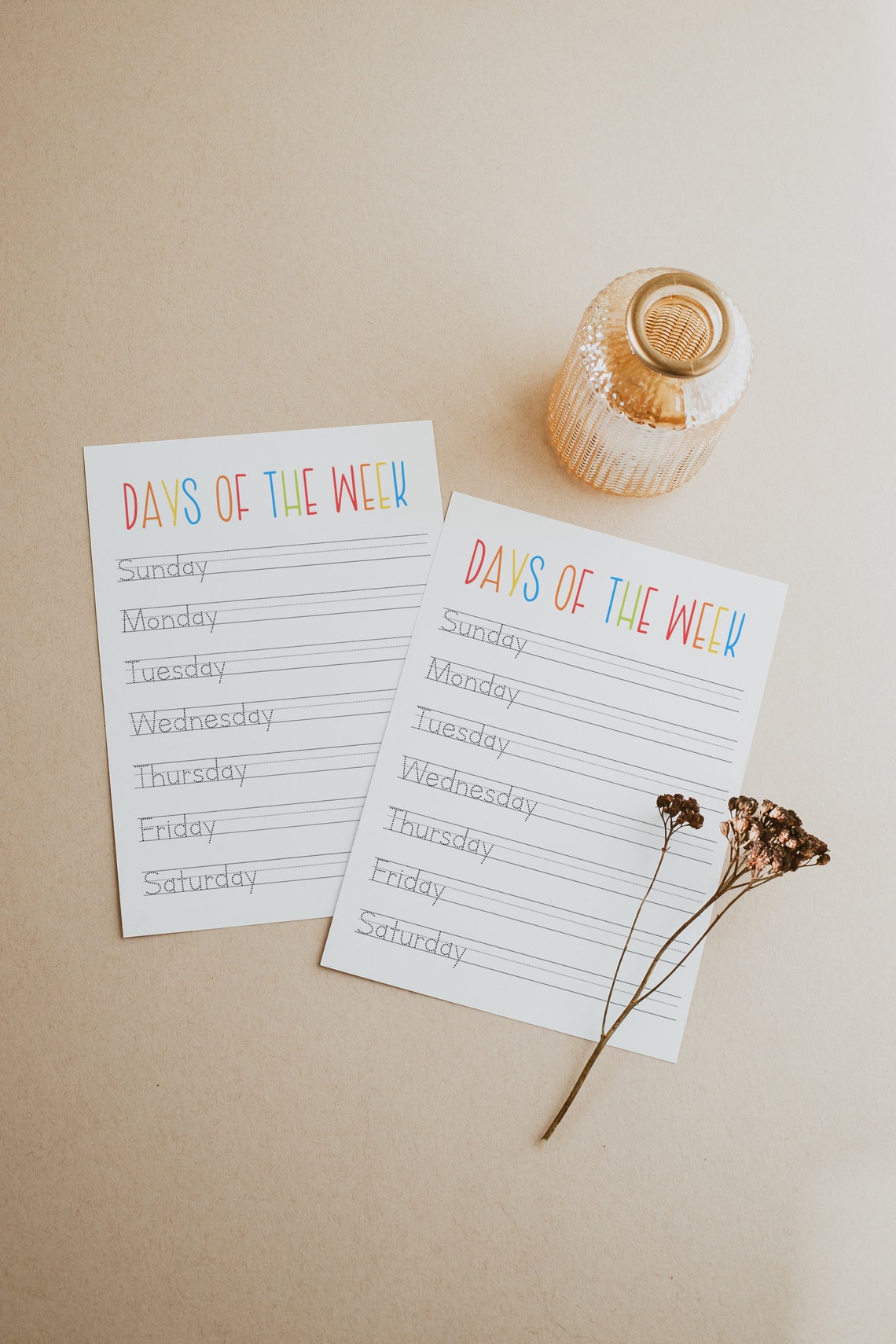 Home School Tracing Sheets, Days of the Week Tracing Sheets, Preschool ...