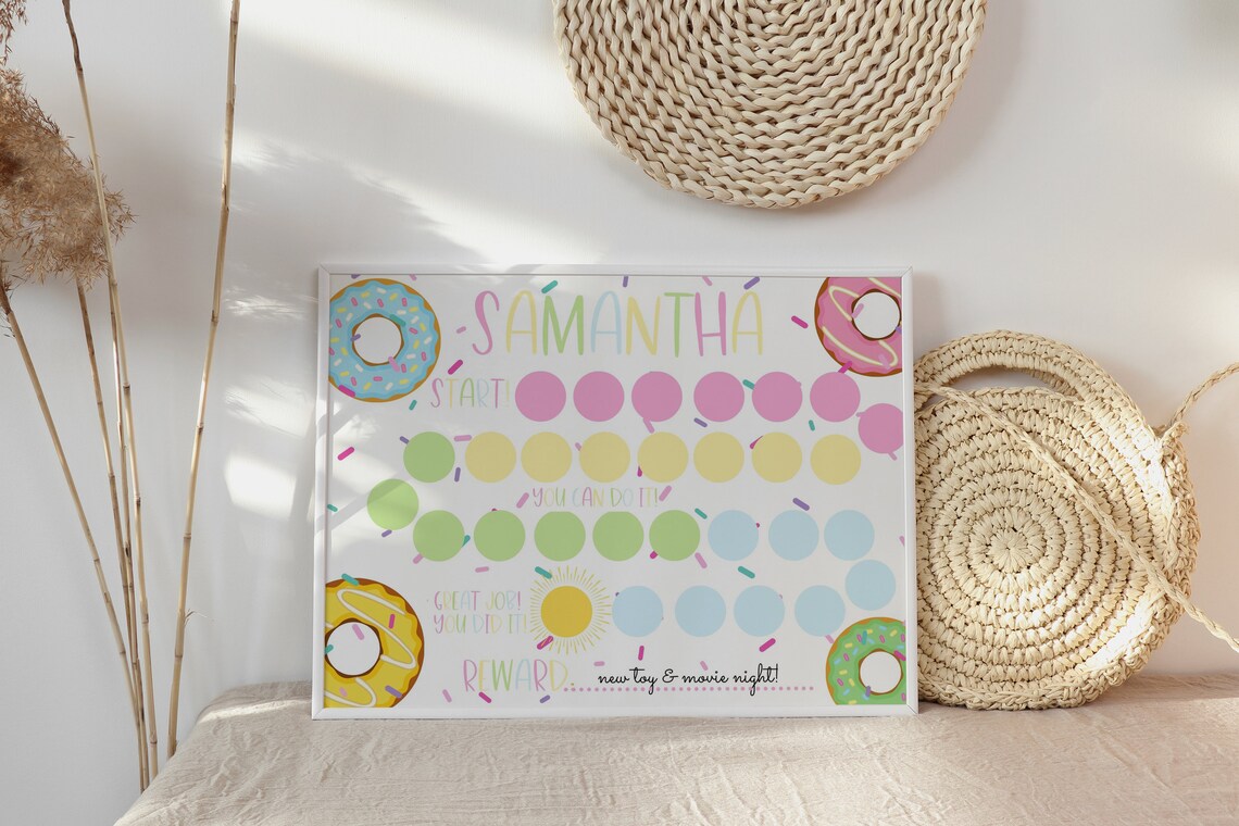 Reward Chart, Pastel Donuts Kids Reward Chart, Behavior Chart, Honeybee ...