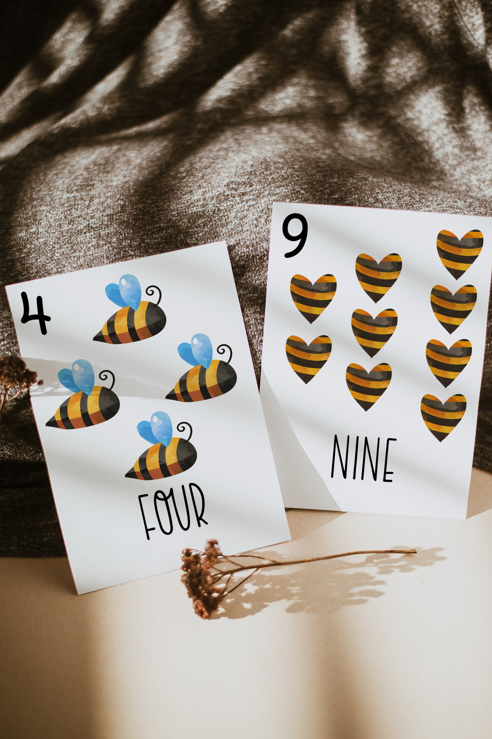 Bee Number Cards Honeybee Number Printable Home School - Etsy