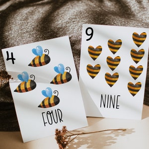 Bee Number Cards, Honeybee Number Printable, Home School Numbers ...