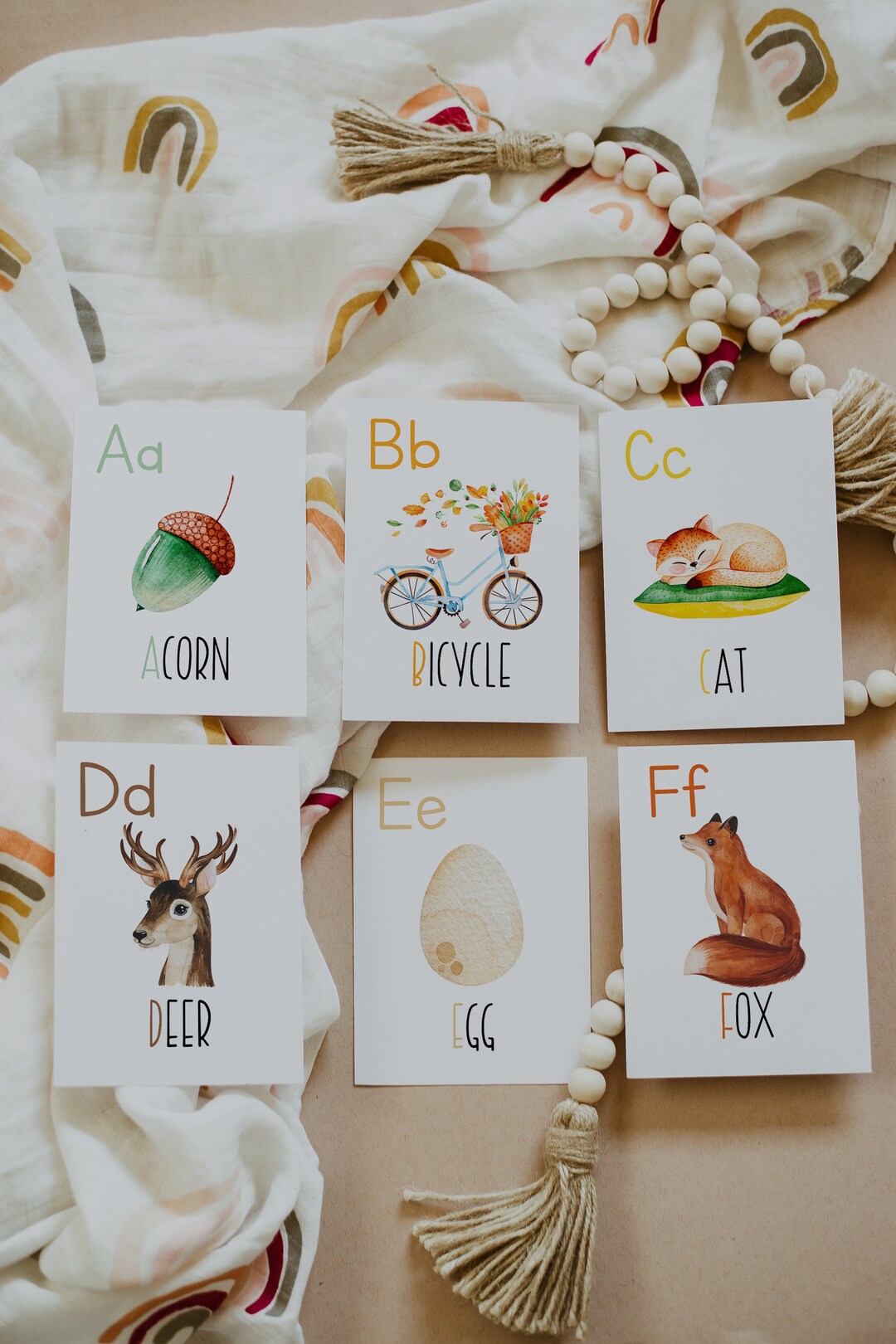 Alphabet Flashcards Set, Fall Themed Alphabet Cards, Homeschool ...