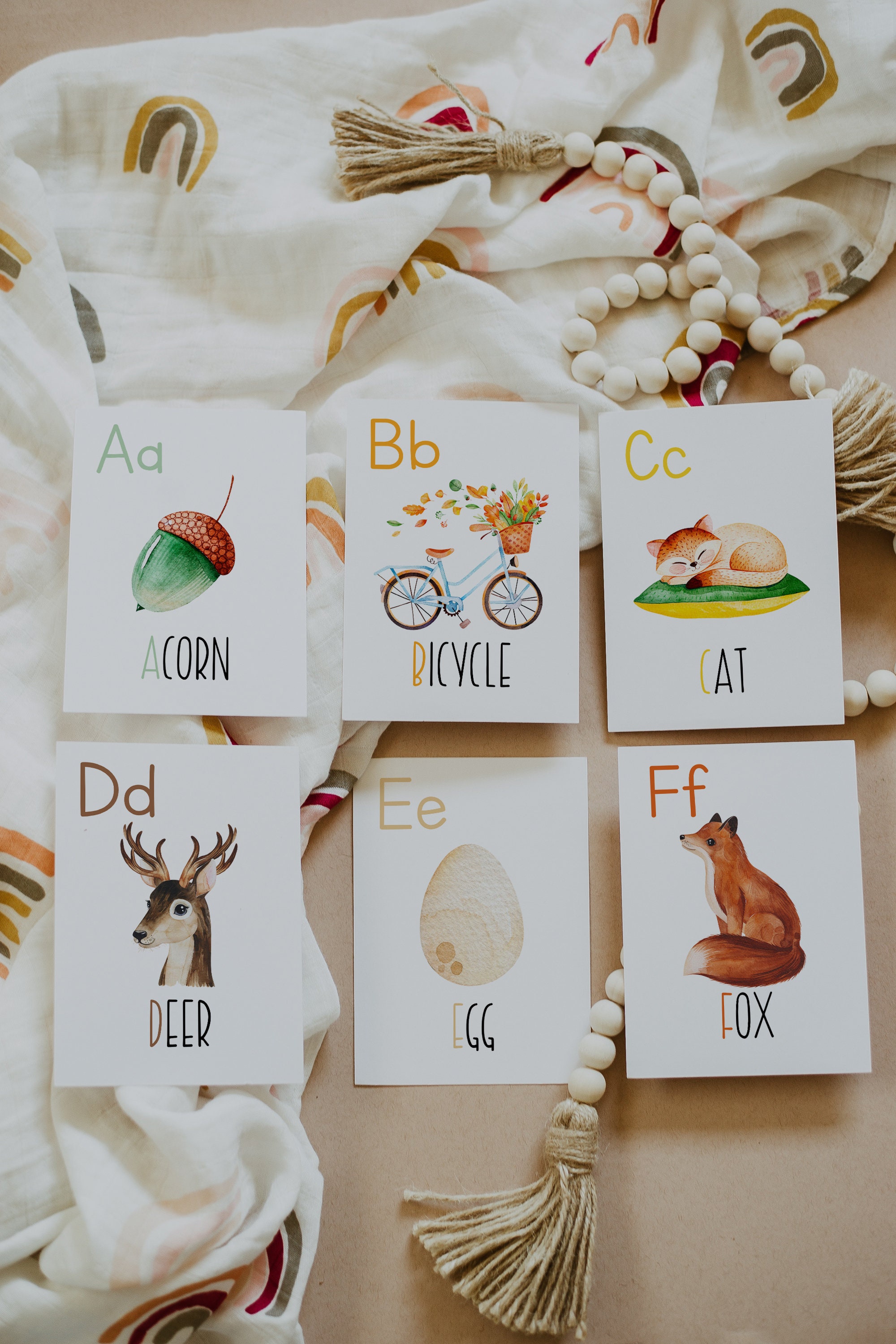 Alphabet Flashcards Set Fall Themed Alphabet Cards - Etsy