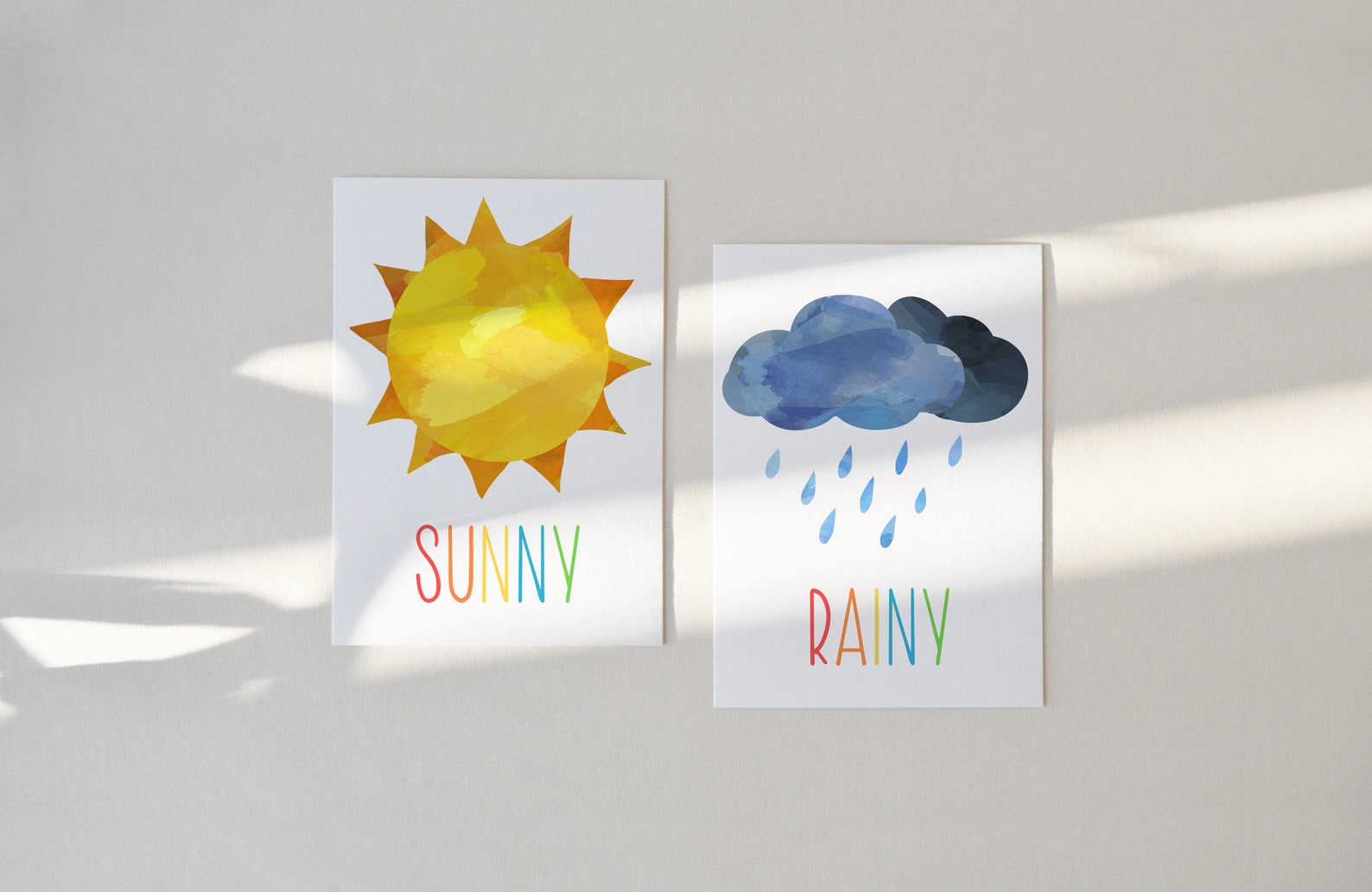 16 Weather Cards, Weather Flashcards, INSTANT DOWNLOAD, Toddler Weather ...