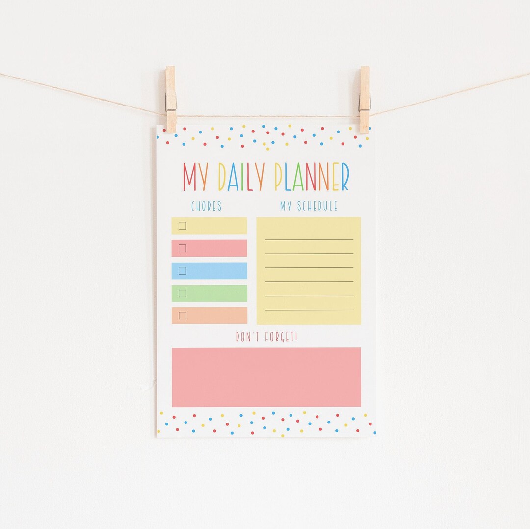 Kids Practice Planner, Kids Daily Planner, Daily Chores Planner ...