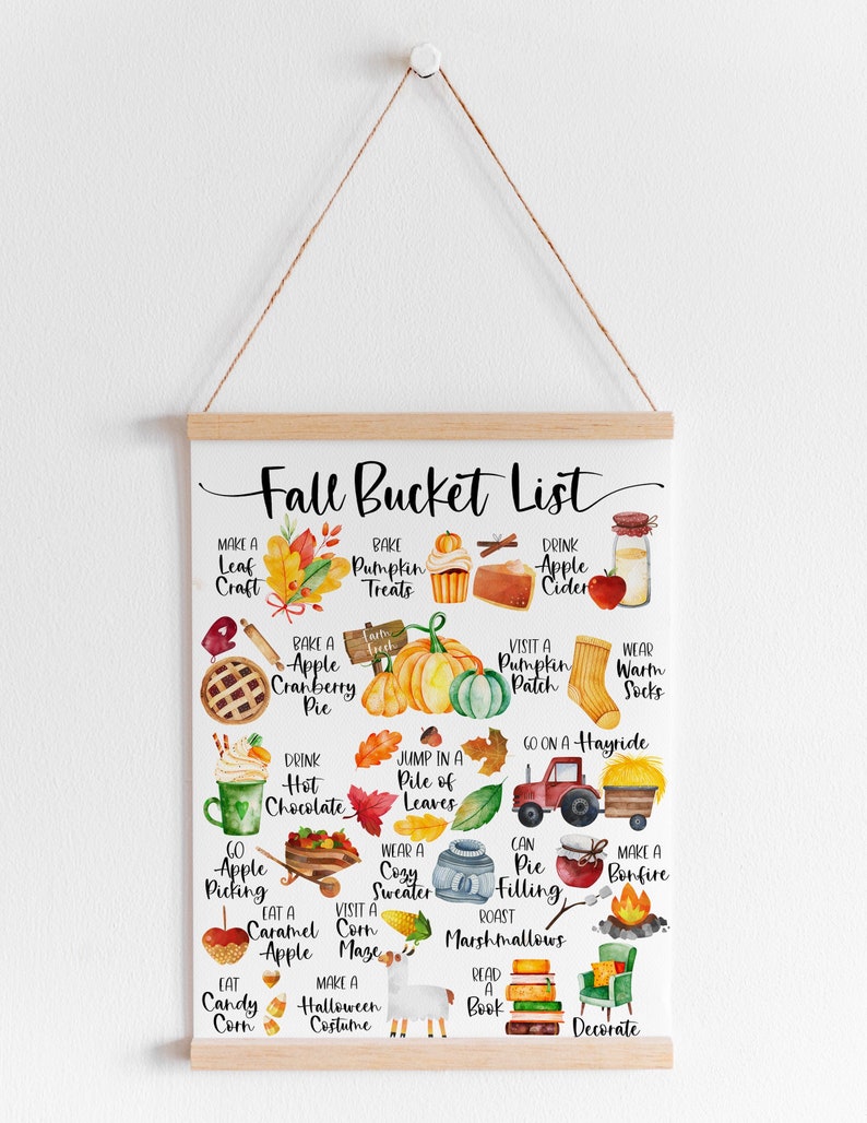 Fall Bucket List Printable Wall Art Fall Decoration Pumpkin - Etsy