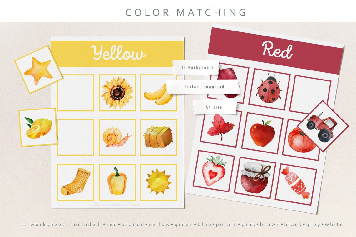 Color Sorting Activity 11 Printable Pre-k Color Matching - Etsy