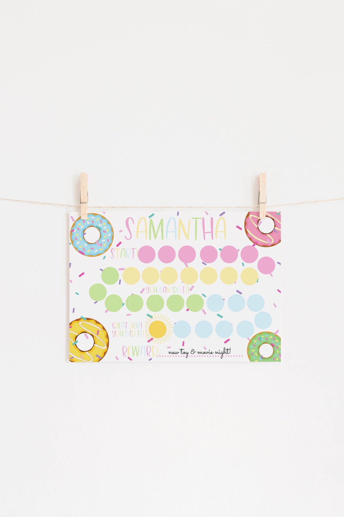 Reward Chart, Pastel Donuts Kids Reward Chart, Behavior Chart, Honeybee ...