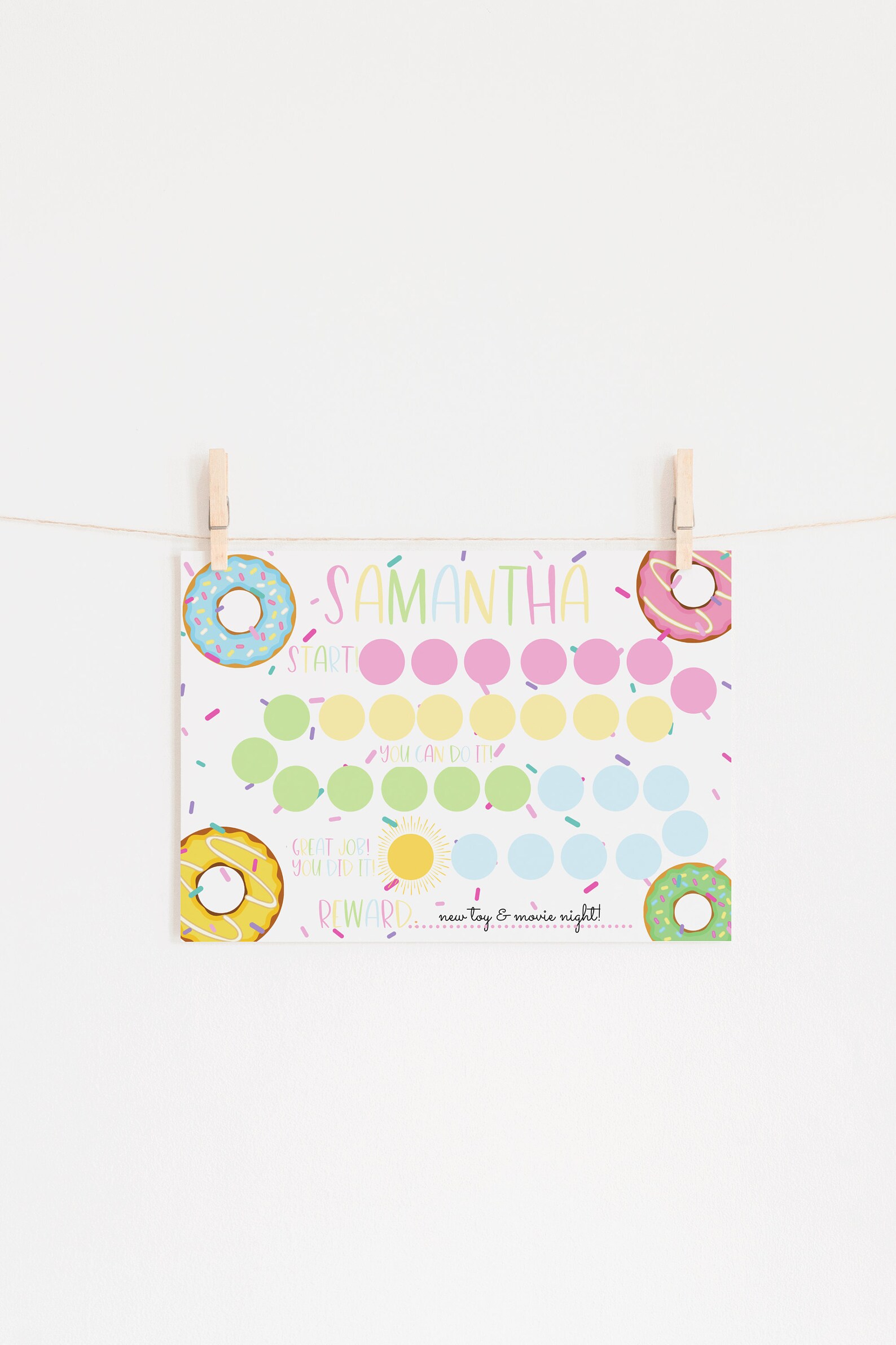 Reward Chart, Pastel Donuts Kids Reward Chart, Behavior Chart, Honeybee ...