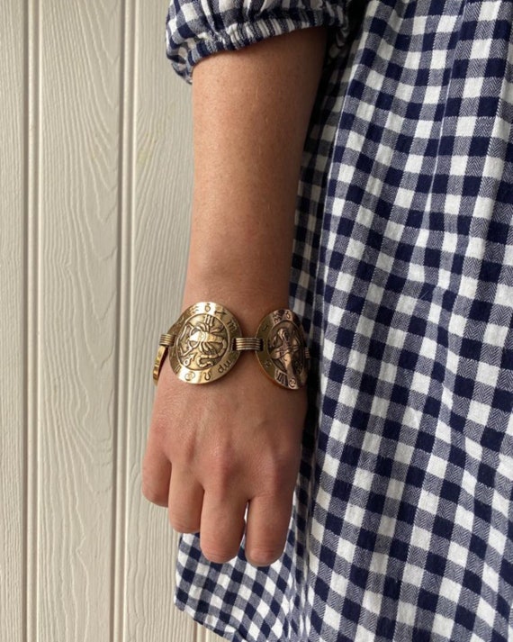 Vintage zodiac copper cuff - Gem