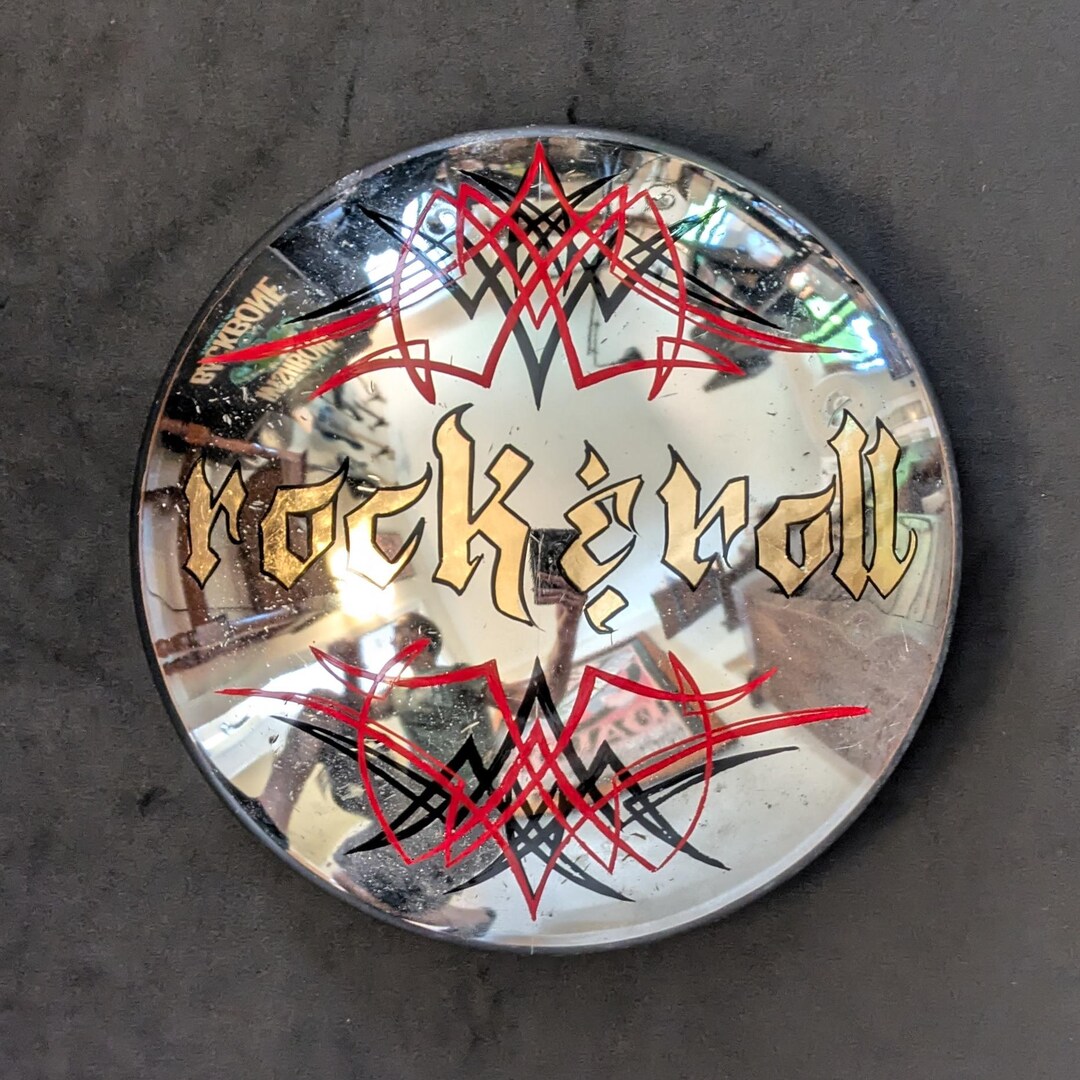 Original Art - Hand-painted and Gold-leafed "rock & Roll" Chrome Hubcap ...