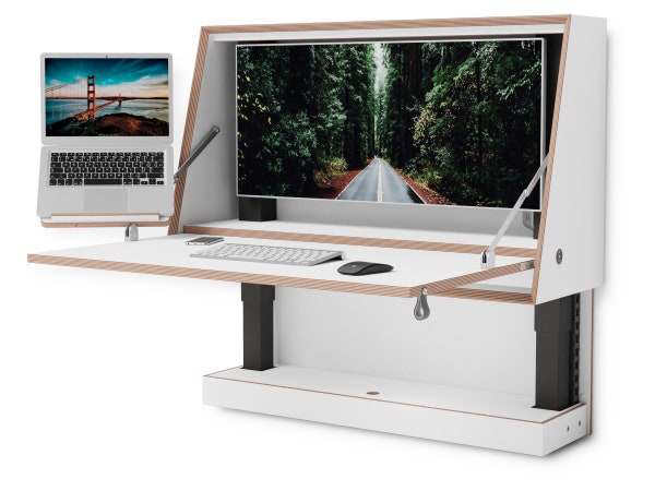 Wood Folding Desk With Storage, Folding Work Space, Home Office Station ...