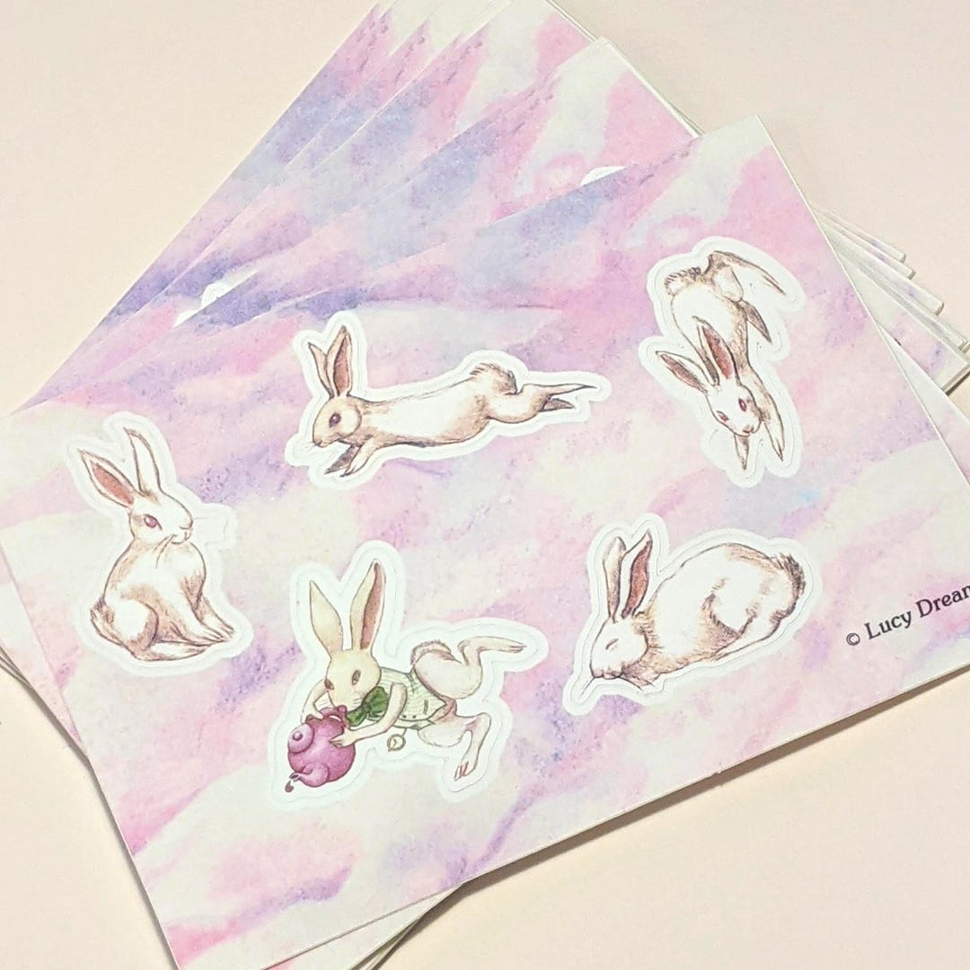 Fluffy White Rabbits Stickers Sheet - Etsy