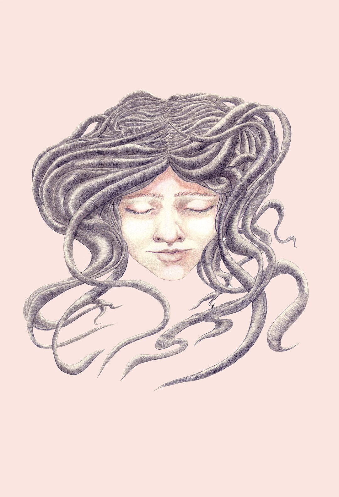 Print Illustration of a Sleeping Girl's Head - Etsy