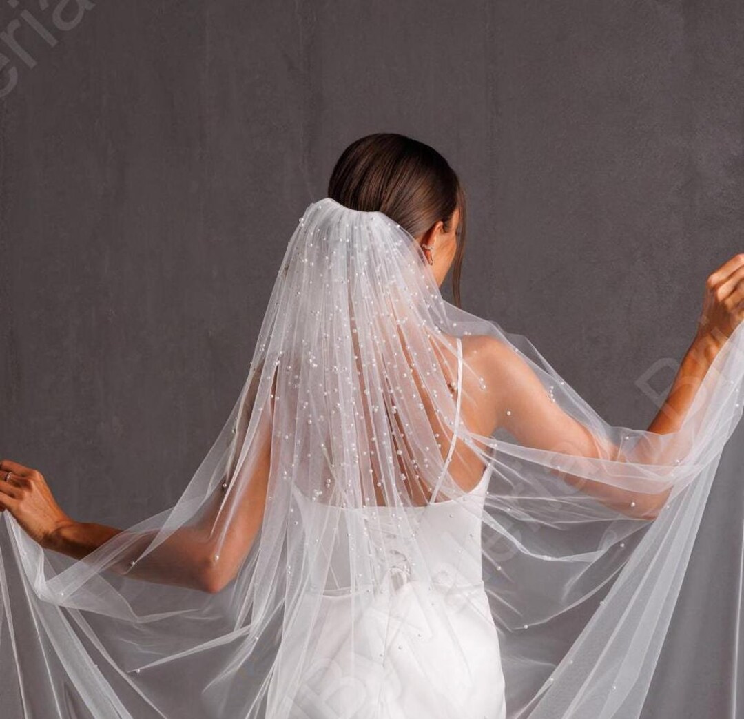 Ombre Pearl Wedding Veil: Elegant Cathedral Bridal Veil - Etsy