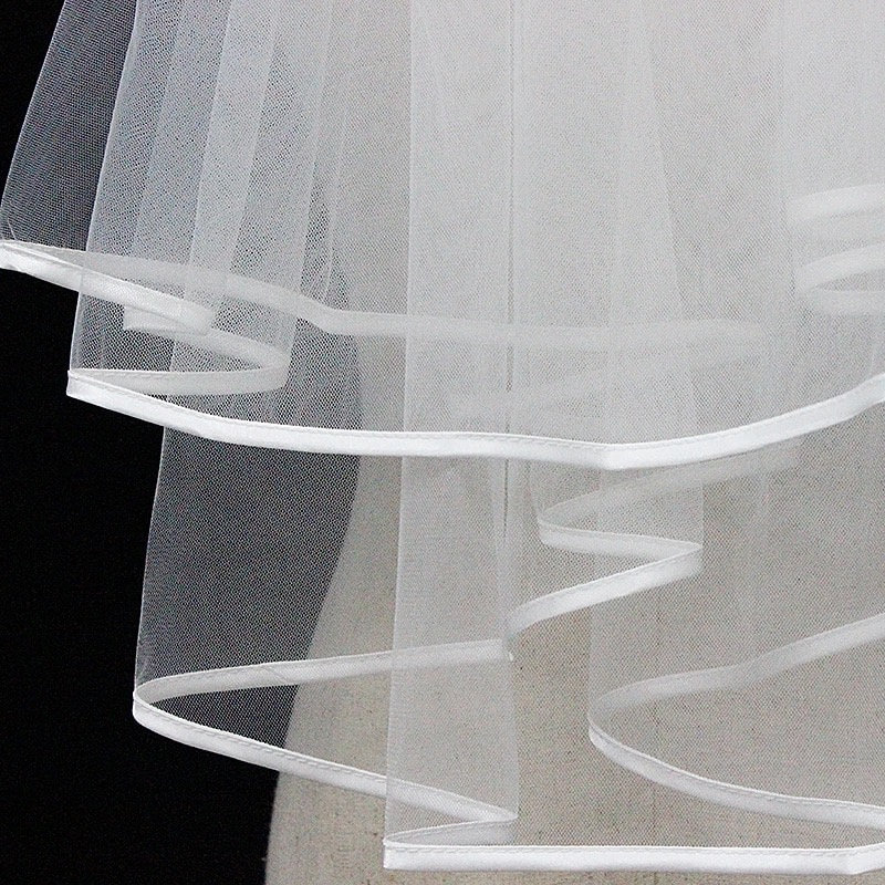 Satin Ribbon Edge Bridal Veil Wedding White Ivory Veil - Etsy