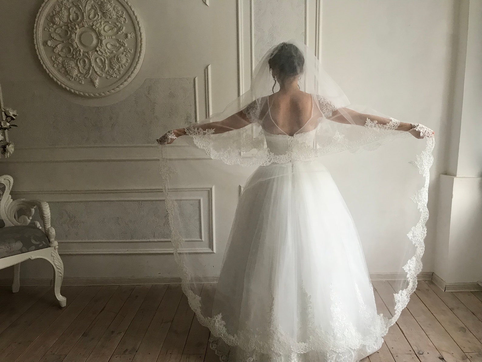 Cathedral Wedding Veil Lace Wedding Veil Lace Trim Bridal Veil - Etsy ...