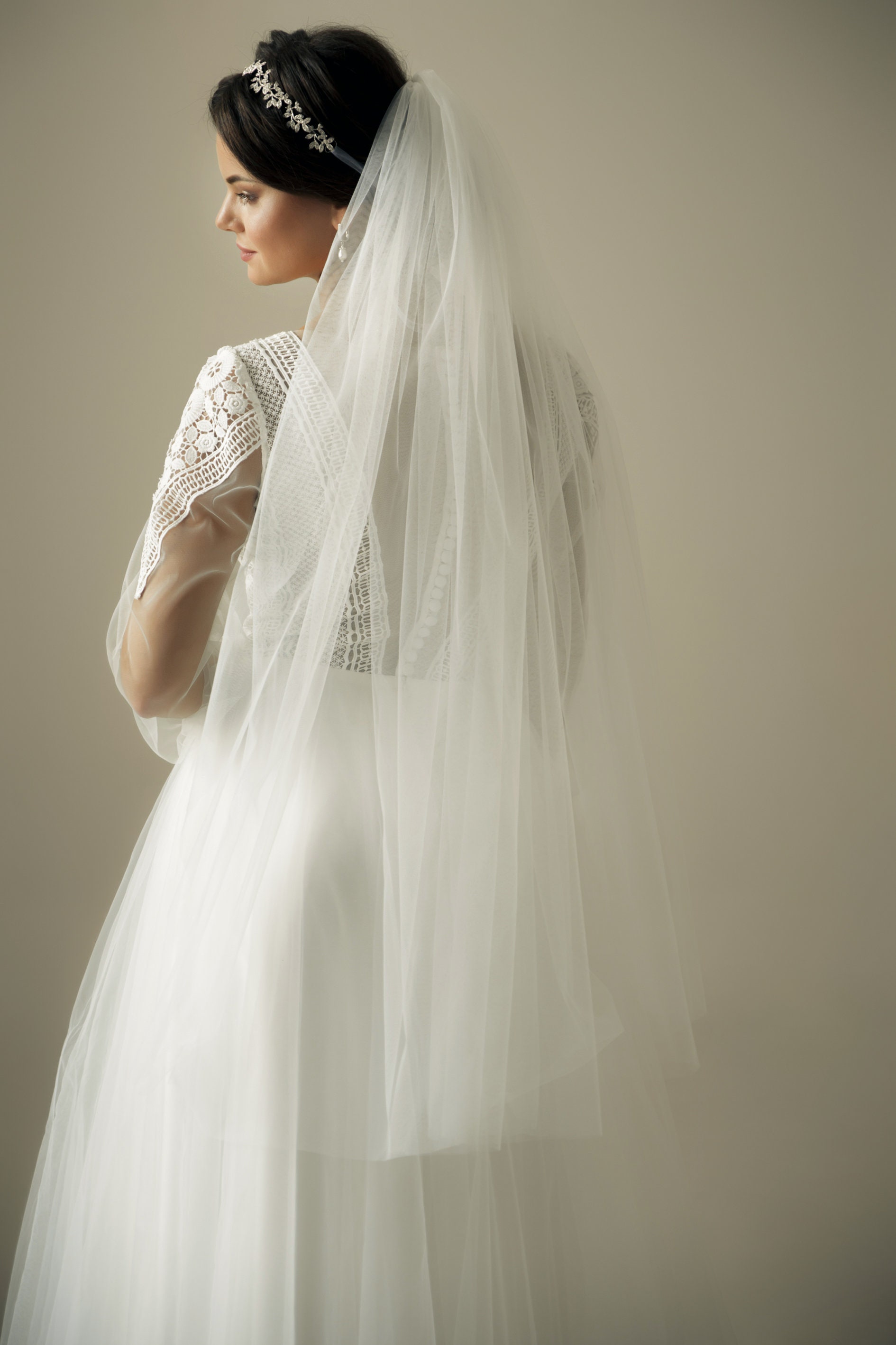 Cathedral Wedding Veil: 108 Inch Sheer Tulle, Minimalist Cut Edge - Etsy