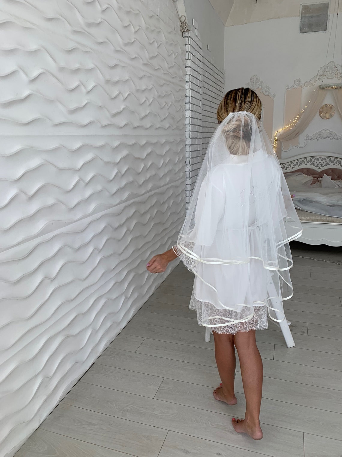 Satin Ribbon Edge Bridal Veil Wedding White Ivory Veil - Etsy