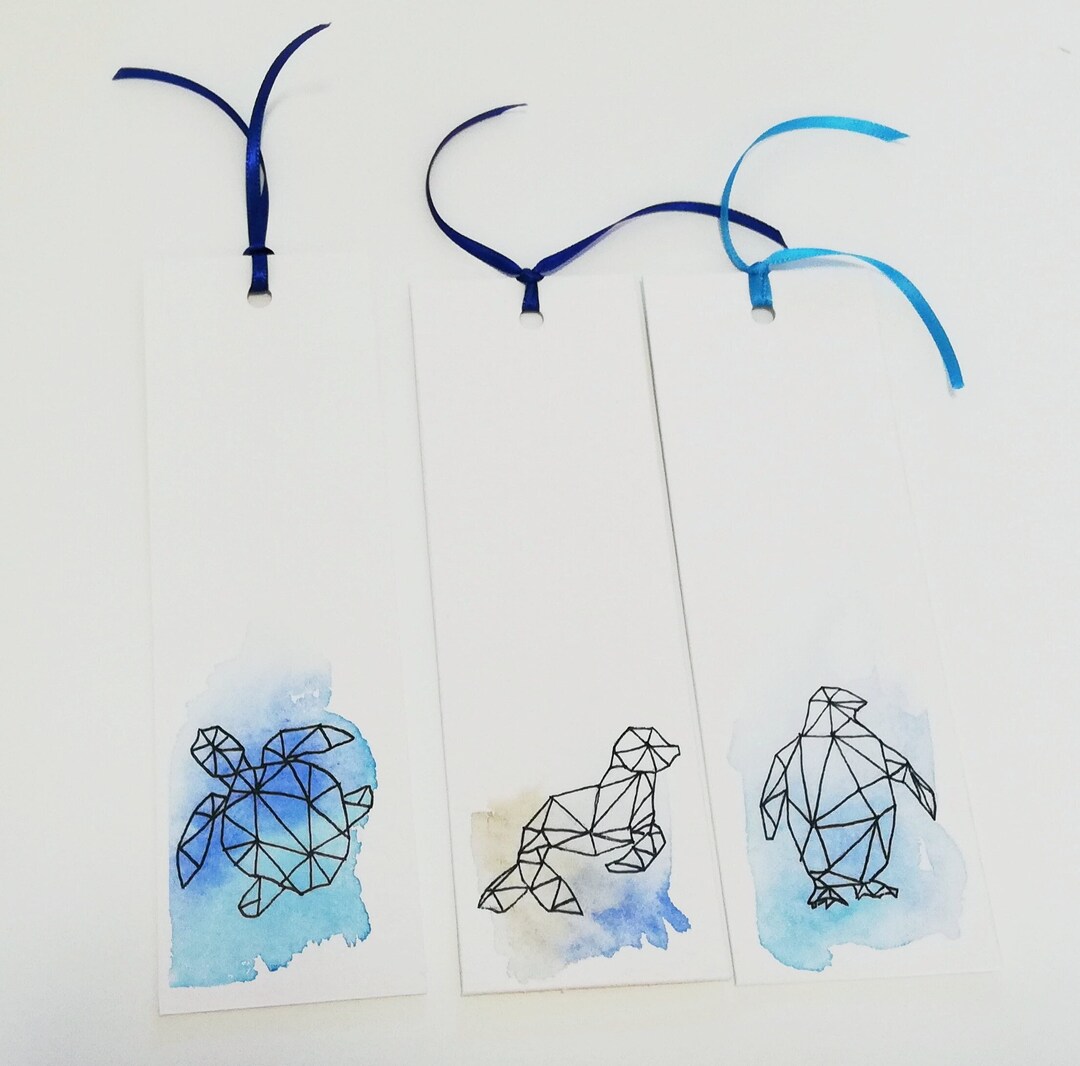 Hand-painted Bookmarks Penguin Seal Watercolor - Etsy
