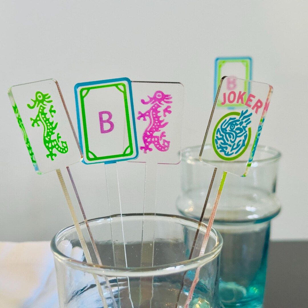 Mahjong Drink Stirrers, Mahjong Dragon Cocktail Sticks for Game Night ...