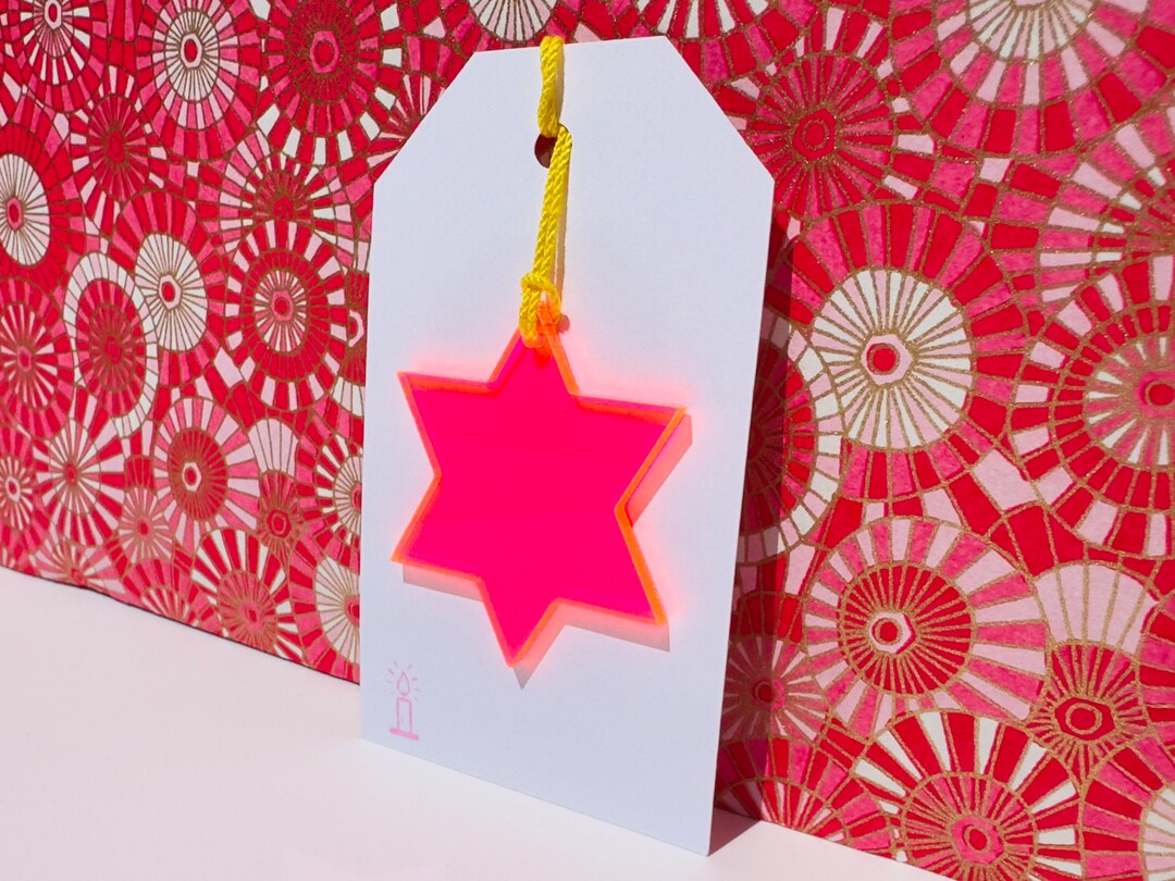 Star of David Acrylic Gift Tag, Beautiful Hanukkah Gift Wrap Add On ...