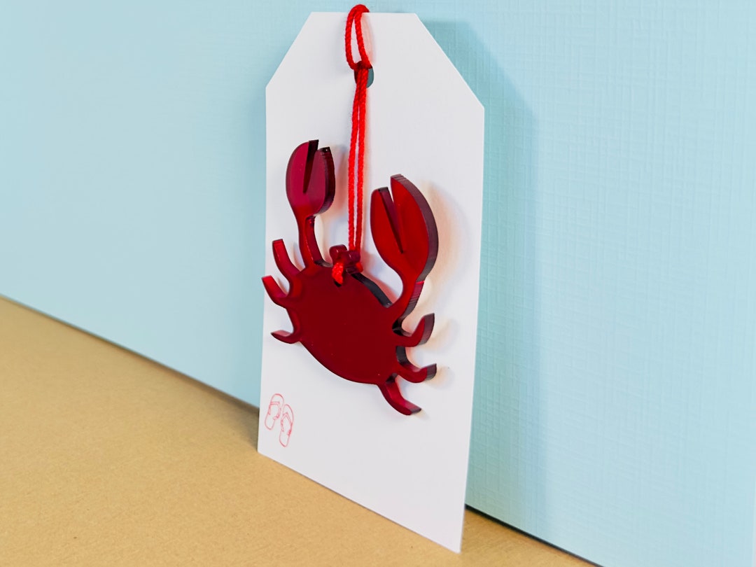 Acrylic Crab Gift Tag, Beach Wedding Favor, Crab Dinner Party, Gift Tag ...