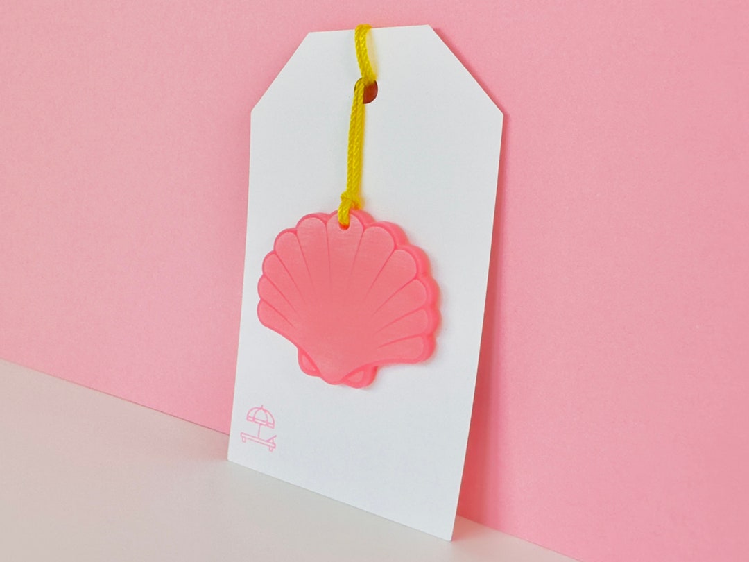 Gift Tag, Acrylic Seashell Gift Tag, Beach Party, Kids Party, Seashell ...