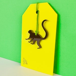Acrylic Monkey Gift Tag, Colorful Jungle Safari Design for Kids Goodie ...