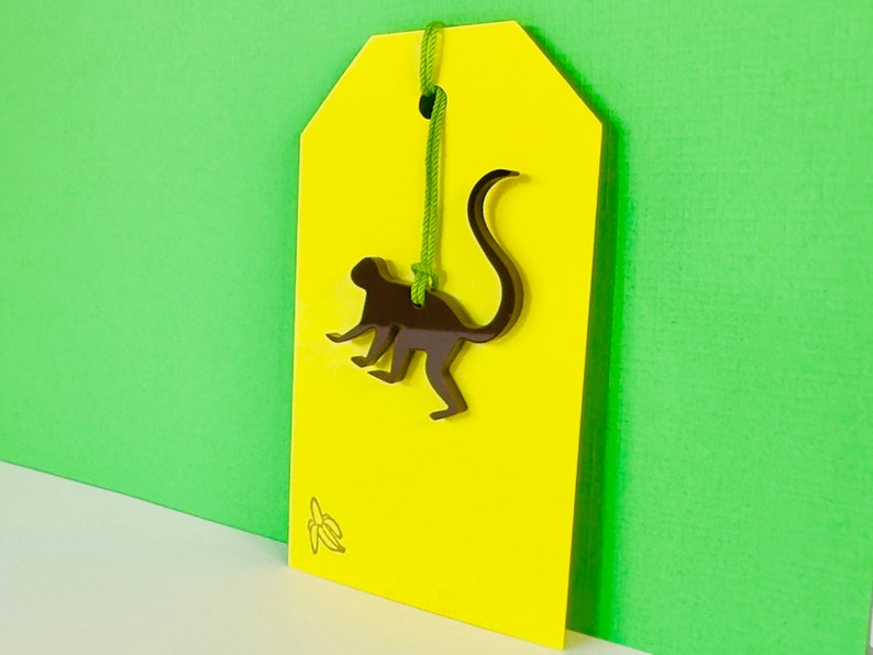 Acrylic Monkey Gift Tag, Colorful Jungle Safari Design for Kids Goodie ...