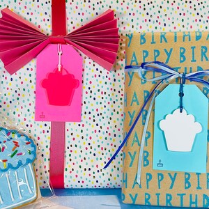 Cupcake Gift Tags, Cheerful Birthday Wishes & Congrats Hang Tags for ...
