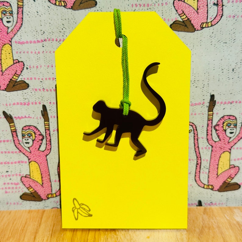 Acrylic Monkey Gift Tag, Colorful Jungle Safari Design for Kids Goodie ...