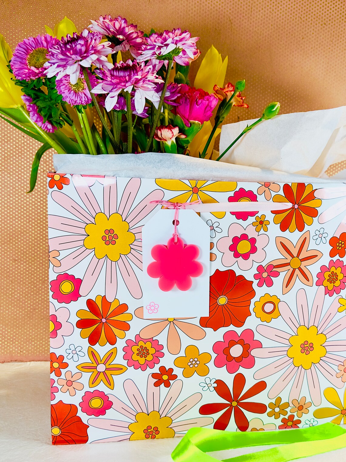 Acrylic Daisy Gift Tag, Bridal Shower Place Card, Flower Bouquet Tag ...