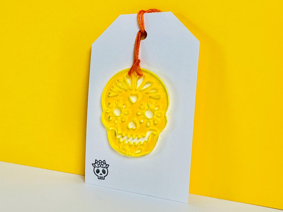 Acrylic Sugar Skull Gift Tag, Boo Bag, Gift Tag, Basket Tag, Día De Los ...