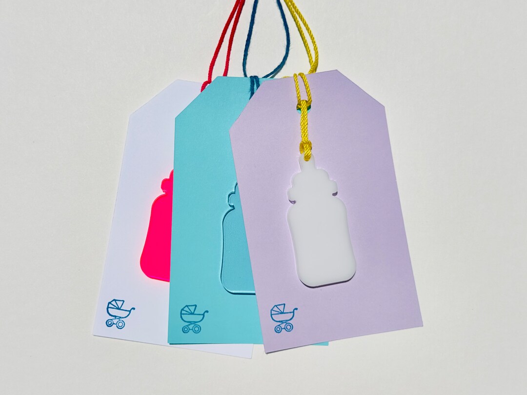 Acrylic Baby Bottle Gift Tag Pack, Baby Shower Place Card, Baby ...