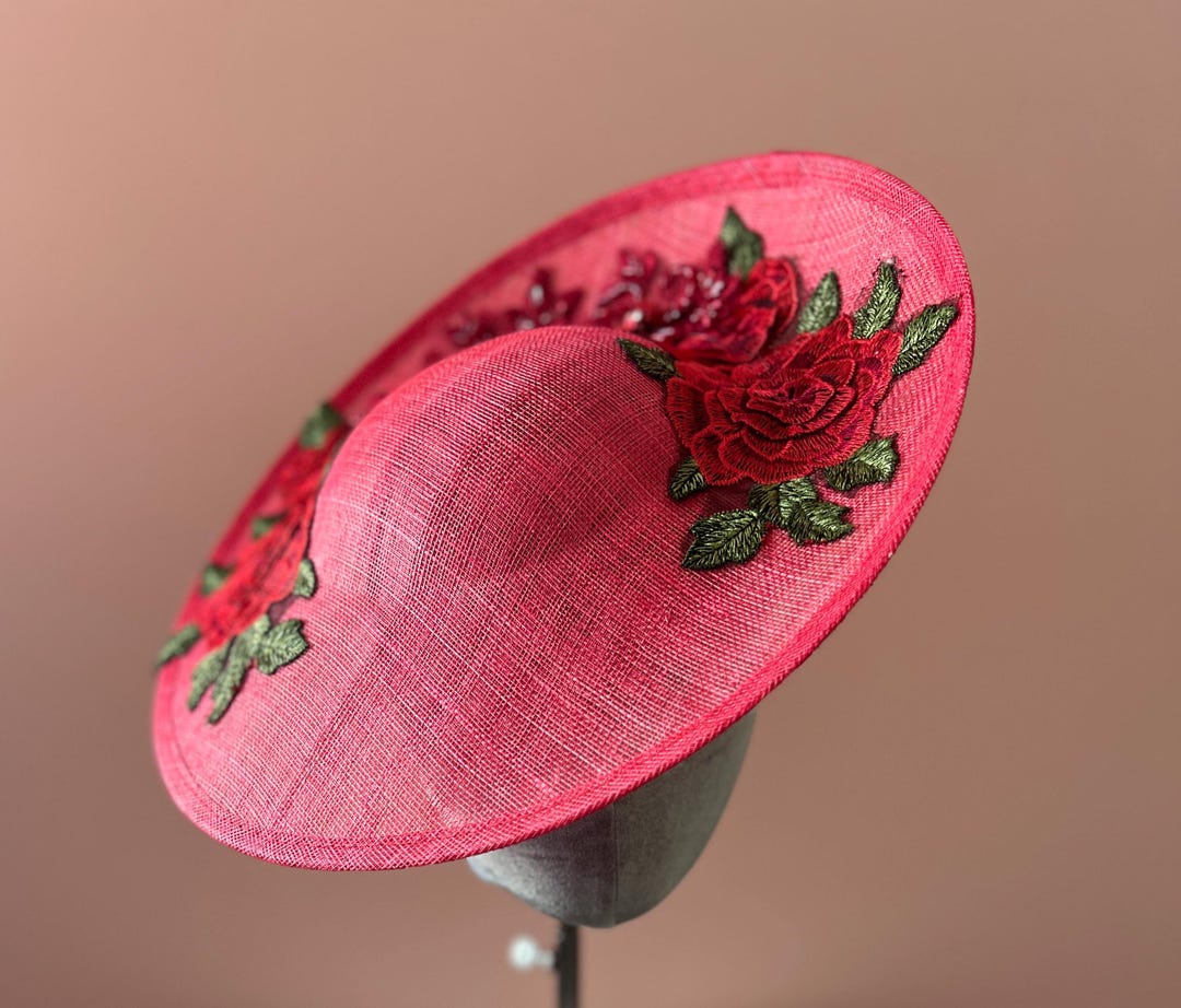Red Sinamay Hatinator. Head Piece, Derby Hat, Mother of the Bride, Race Day, Bridal, Hatinator ...