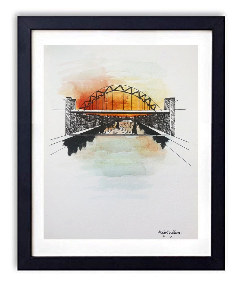 Newcastle Tyne Bridge Painting Watercolour, Newcastle Wall Art, Trend ...
