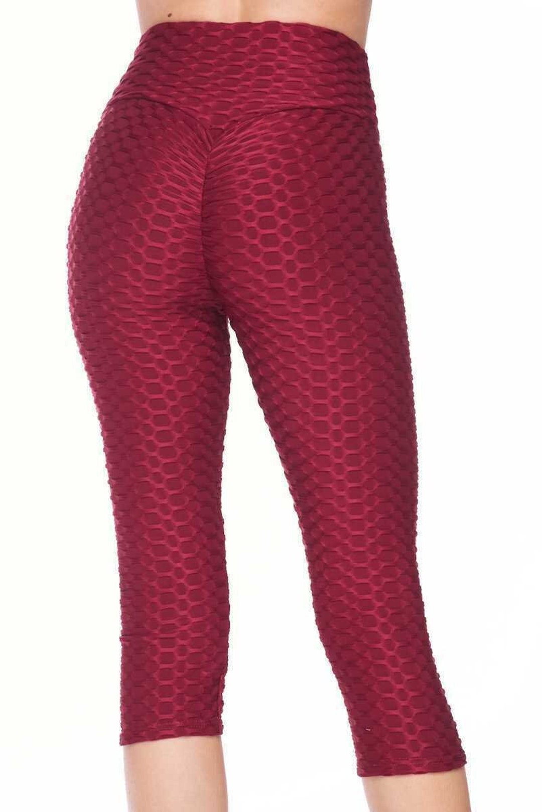Plus Size Scrunch Butt Textured High Waisted Capris Plus - Etsy