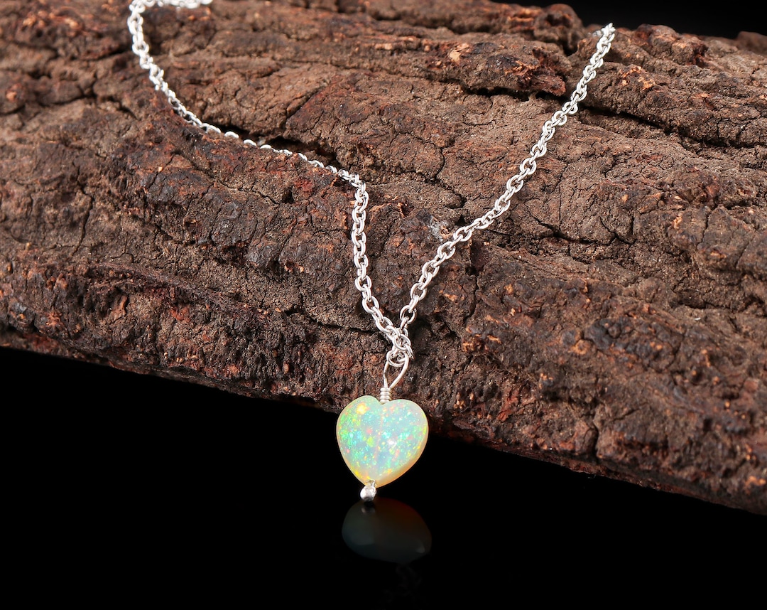 Genuine Opal Heart Necklace - 1-3cts -opal Jewellery - Gift for Her ...