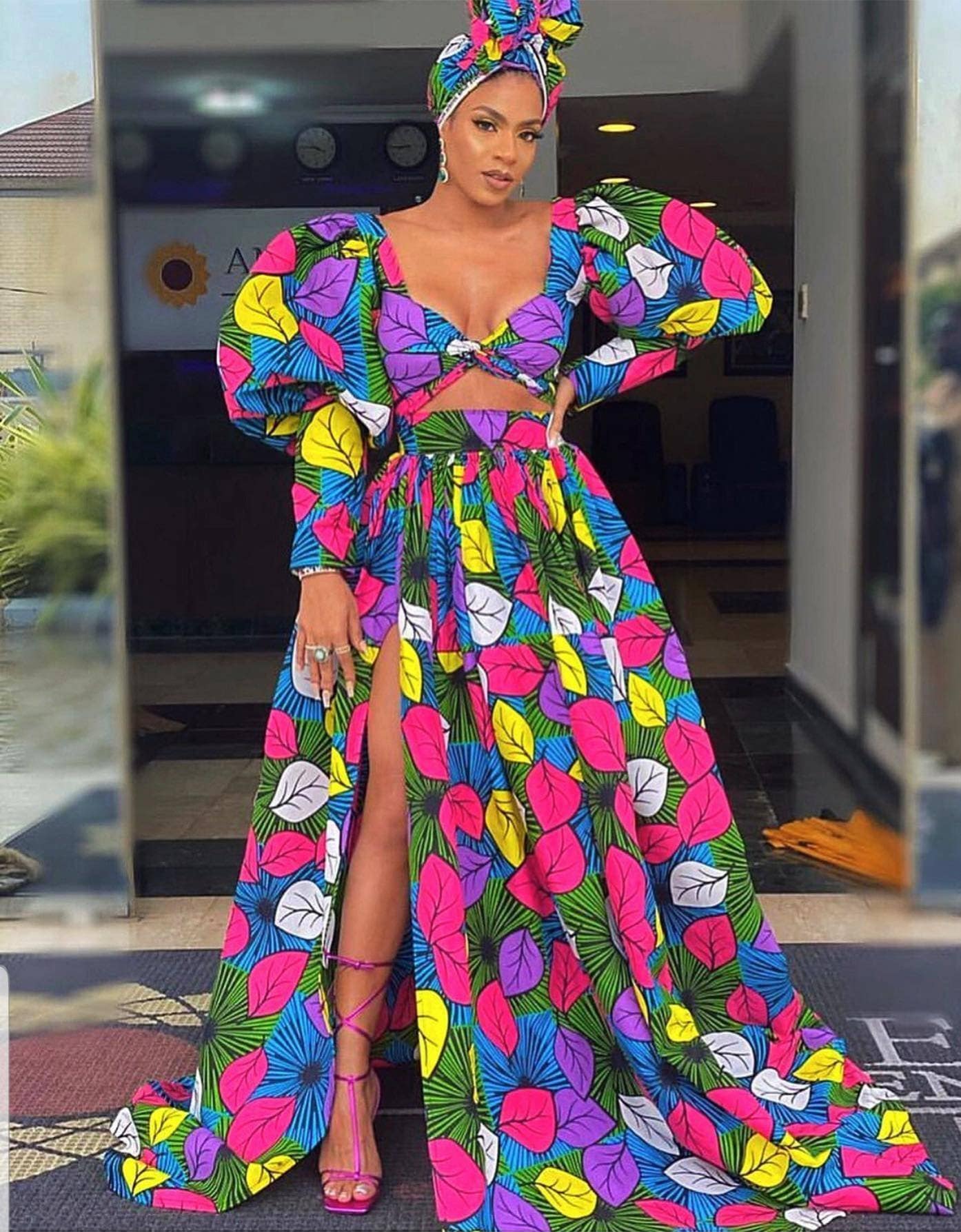 African Women Two Piece Clothings African Print Maxi Top And Etsy