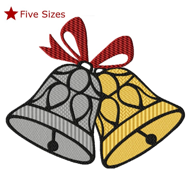 Holiday Bells Machine Embroidery Design, Five Sizes Included, Instant ...