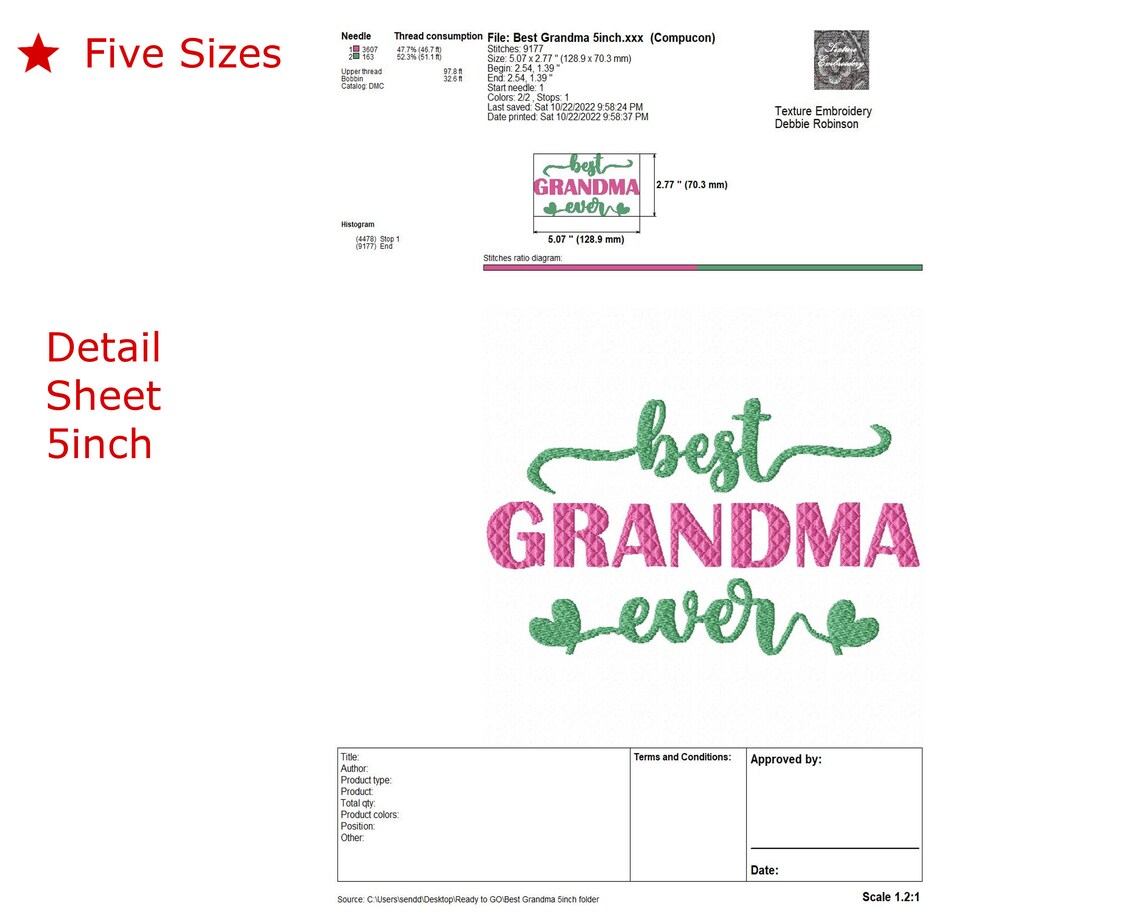 Best Grandma Machine Embroidery Design, Five Sizes Included, Instant ...