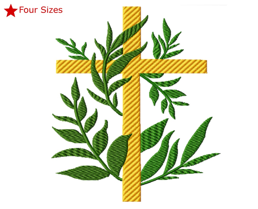 Leaf Cross Machine Embroidery Design, Four Sizes Included, Instant ...