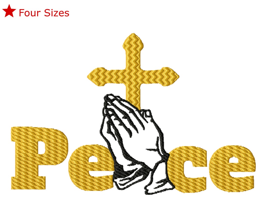 Praying Peace Machine Embroidery Design, Four Sizes Included, Instant ...