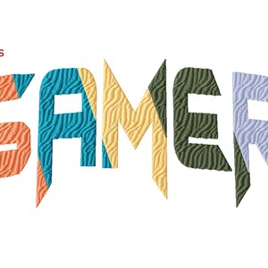 Gamer Word Machine Embroidery Design, Five Sizes Included, Instant ...